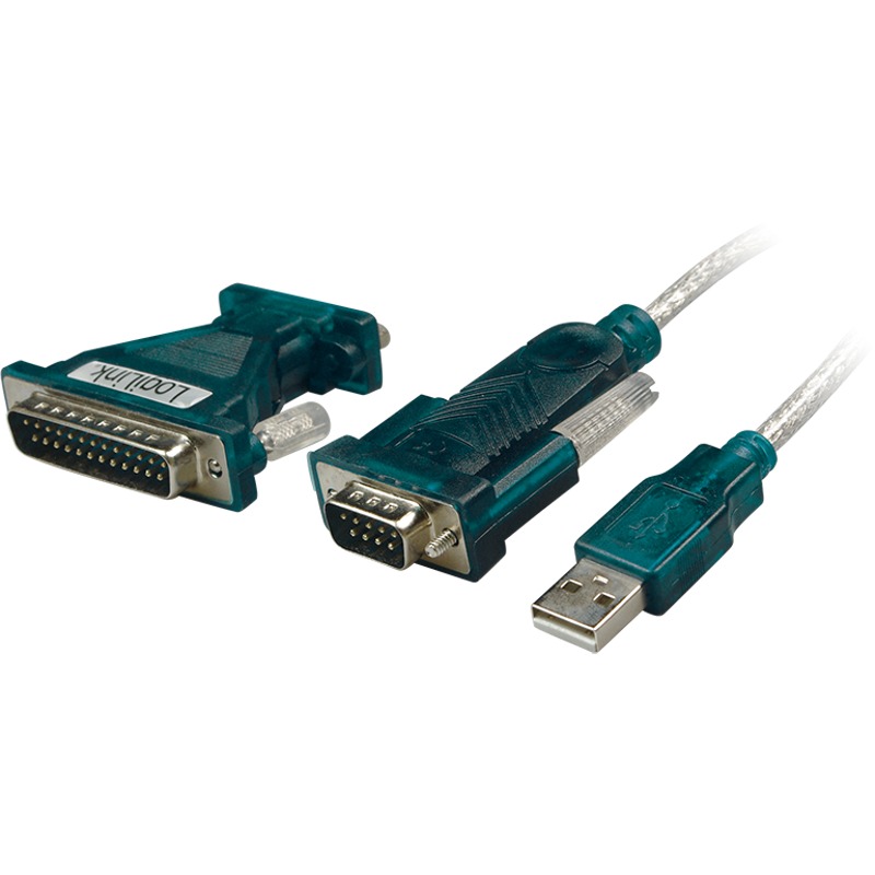 Adaptor Logilink 1x USB 2.0 Male - 1x Serial Male + 1x Serial 25-pin ...