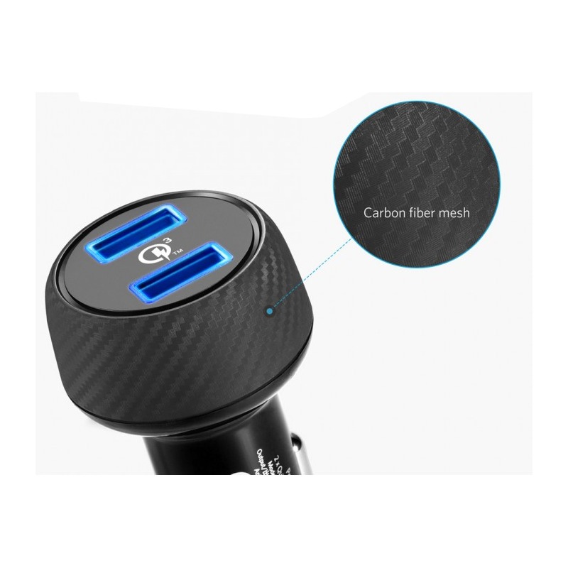 Incarcator auto Anker PowerDrive Speed 2, 39W, 3A, 2x USB, Black ...