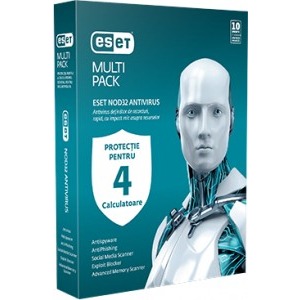 Antivirus ESET NOD32 Antivirus v7, Multipack, 4 PC, 1 an, New license, Retail - PC Garage