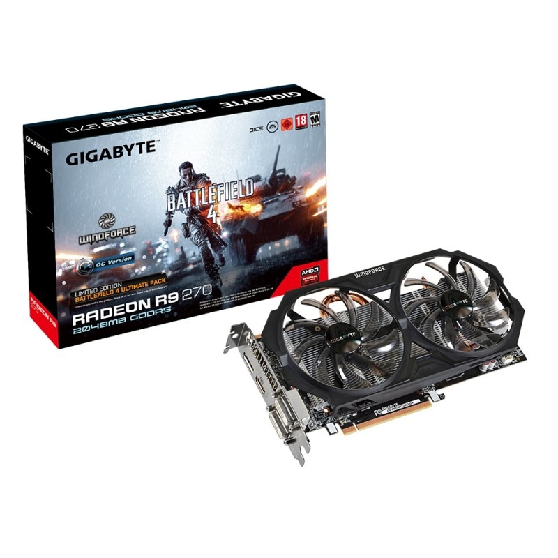 Placa video GIGABYTE Radeon R9 270 OC WindForce 2X 2GB GDDR5 256-bit ...