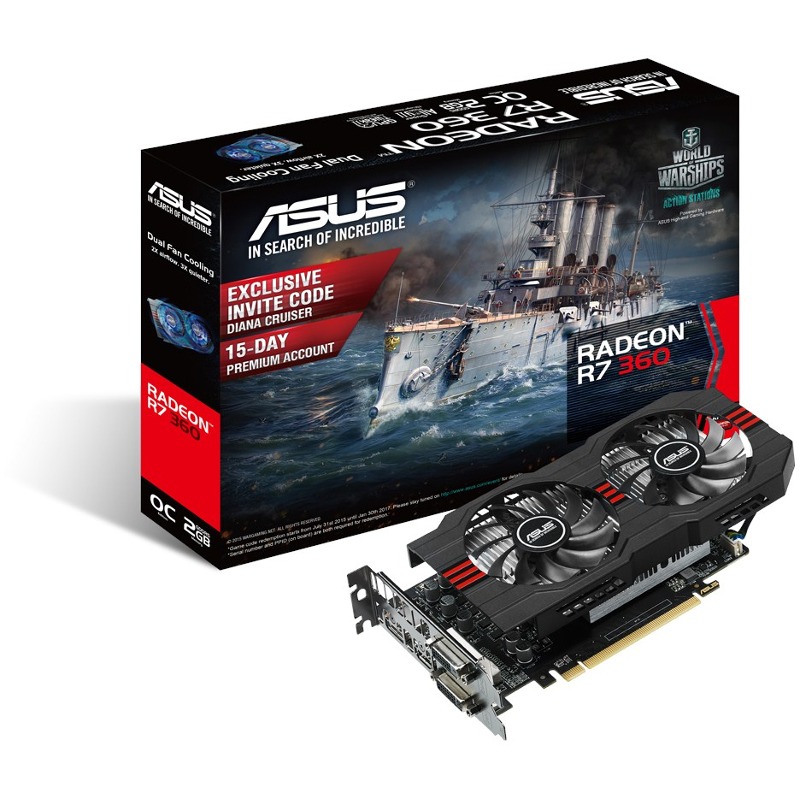 Placa video ASUS Radeon R7 360 OC 2GB GDDR5 128-bit V2 - PC Garage